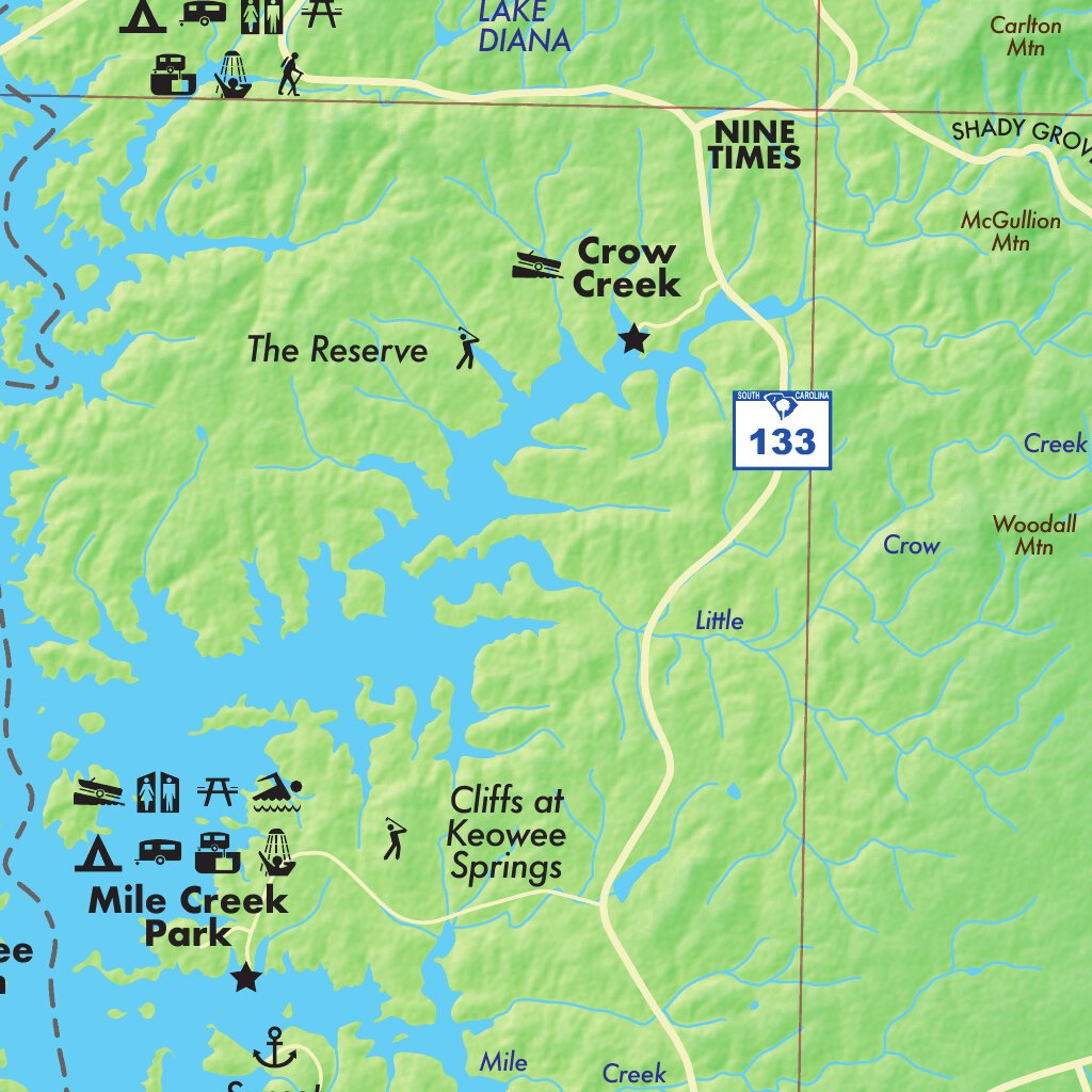 Upstate South Carolina Recreation Map by Kingfisher Maps, Inc. | Avenza ...