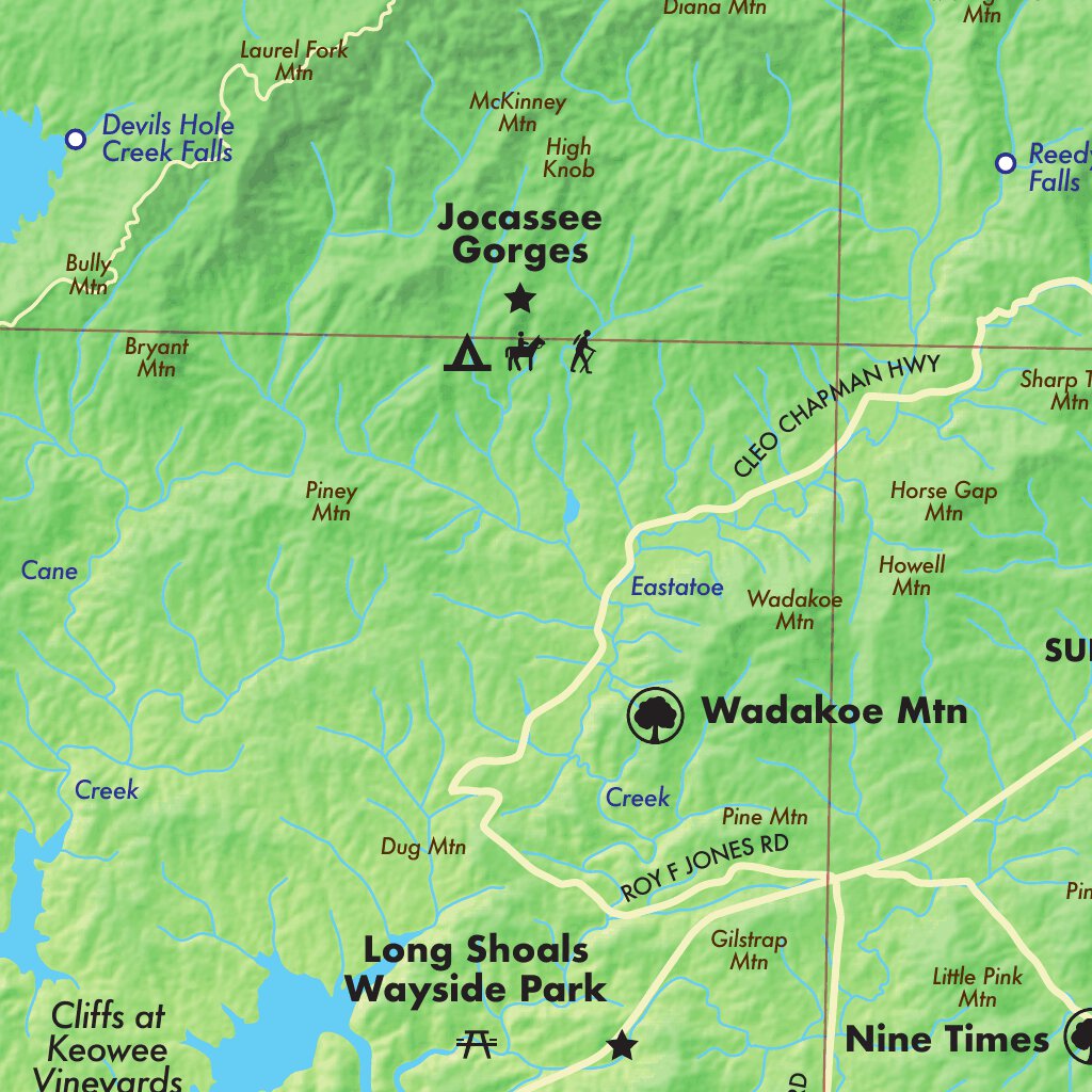 Upstate South Carolina Recreation Map by Kingfisher Maps, Inc. | Avenza ...