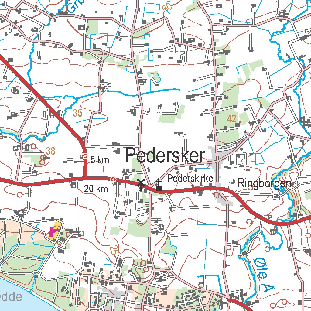 Aakirkeby (1:100,000 scale) Map by Kortforsyningen | Avenza Maps