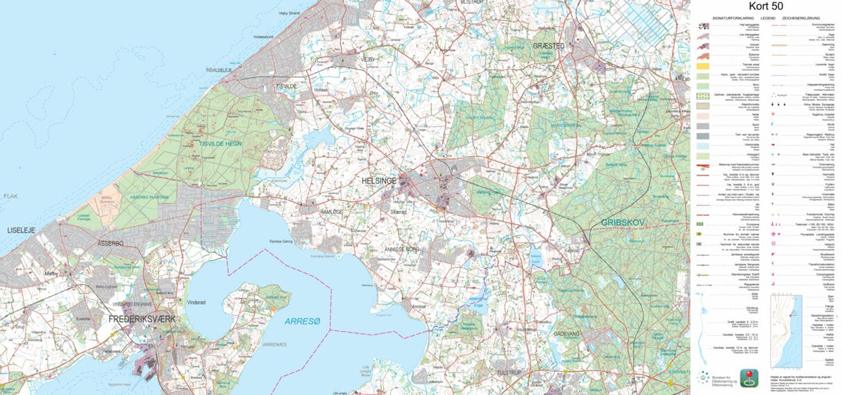 Helsinge (1:50,000 scale) Map by Kortforsyningen | Avenza Maps