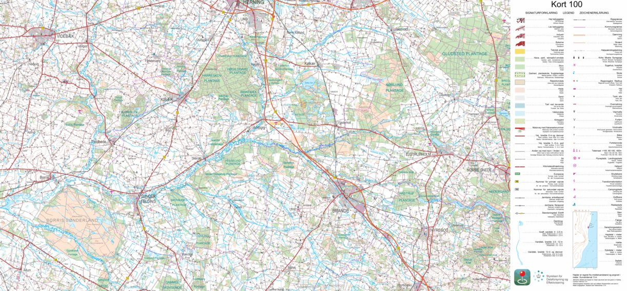 Herning (1:100,000 scale) Map by Kortforsyningen | Avenza Maps