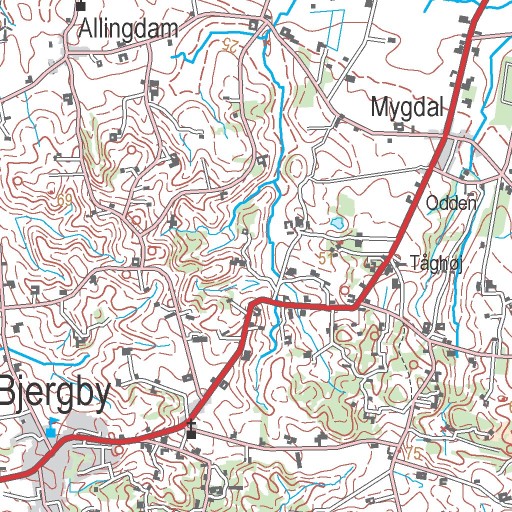 Hjørring (1:100,000 scale) Map by Kortforsyningen | Avenza Maps