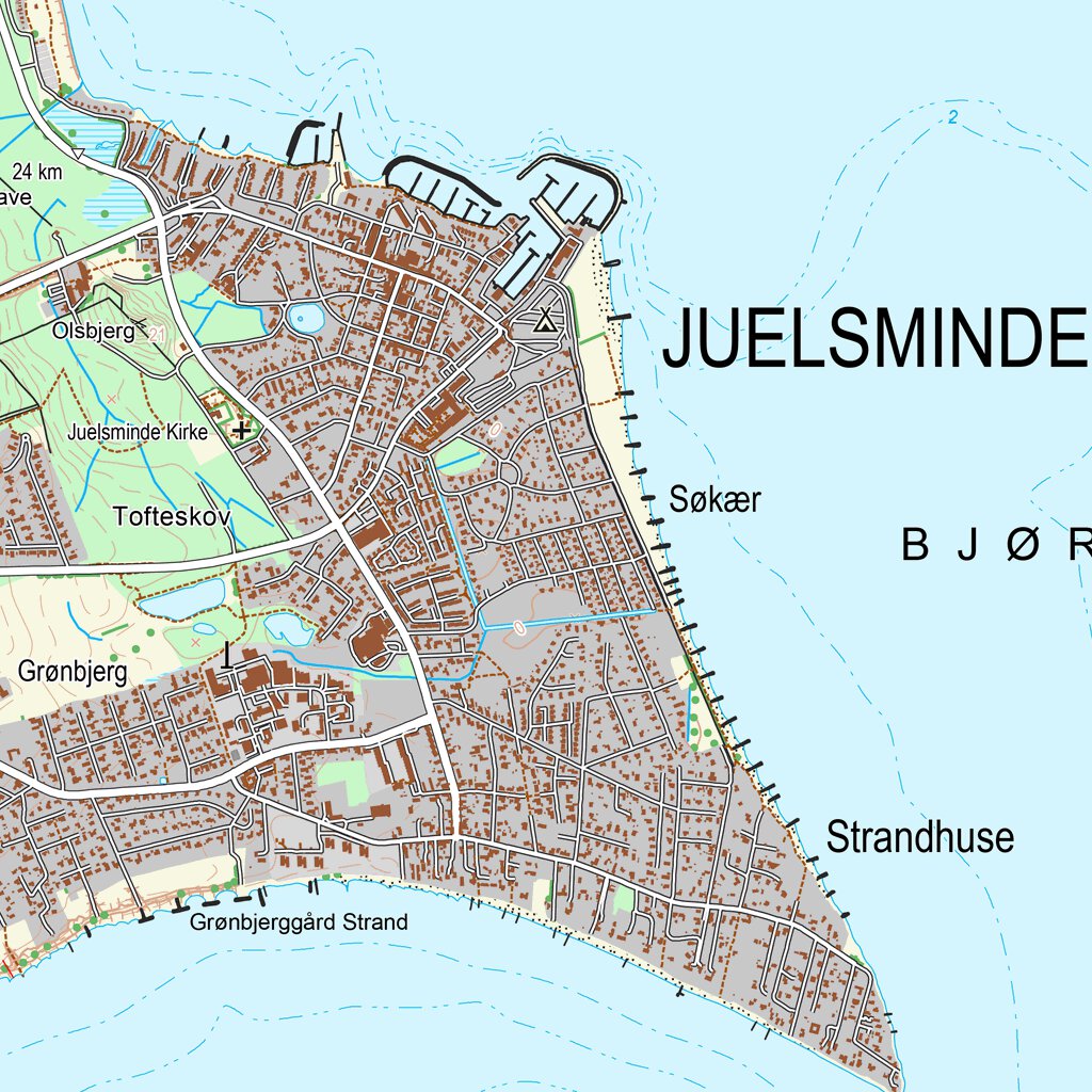 Juelsminde (1:25,000 scale) Map by Kortforsyningen | Avenza Maps