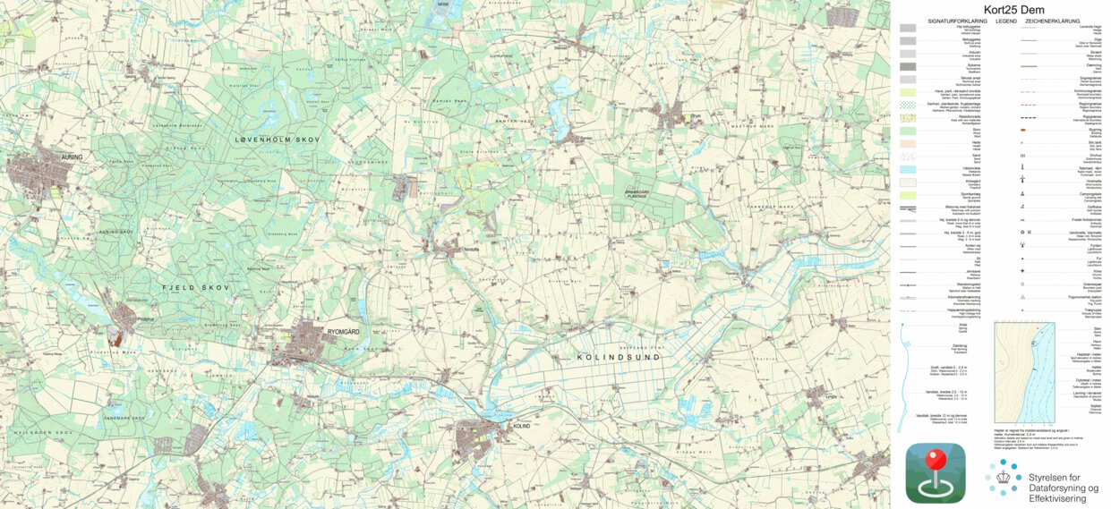 Kolind (1:25,000 scale) Map by Kortforsyningen | Avenza Maps