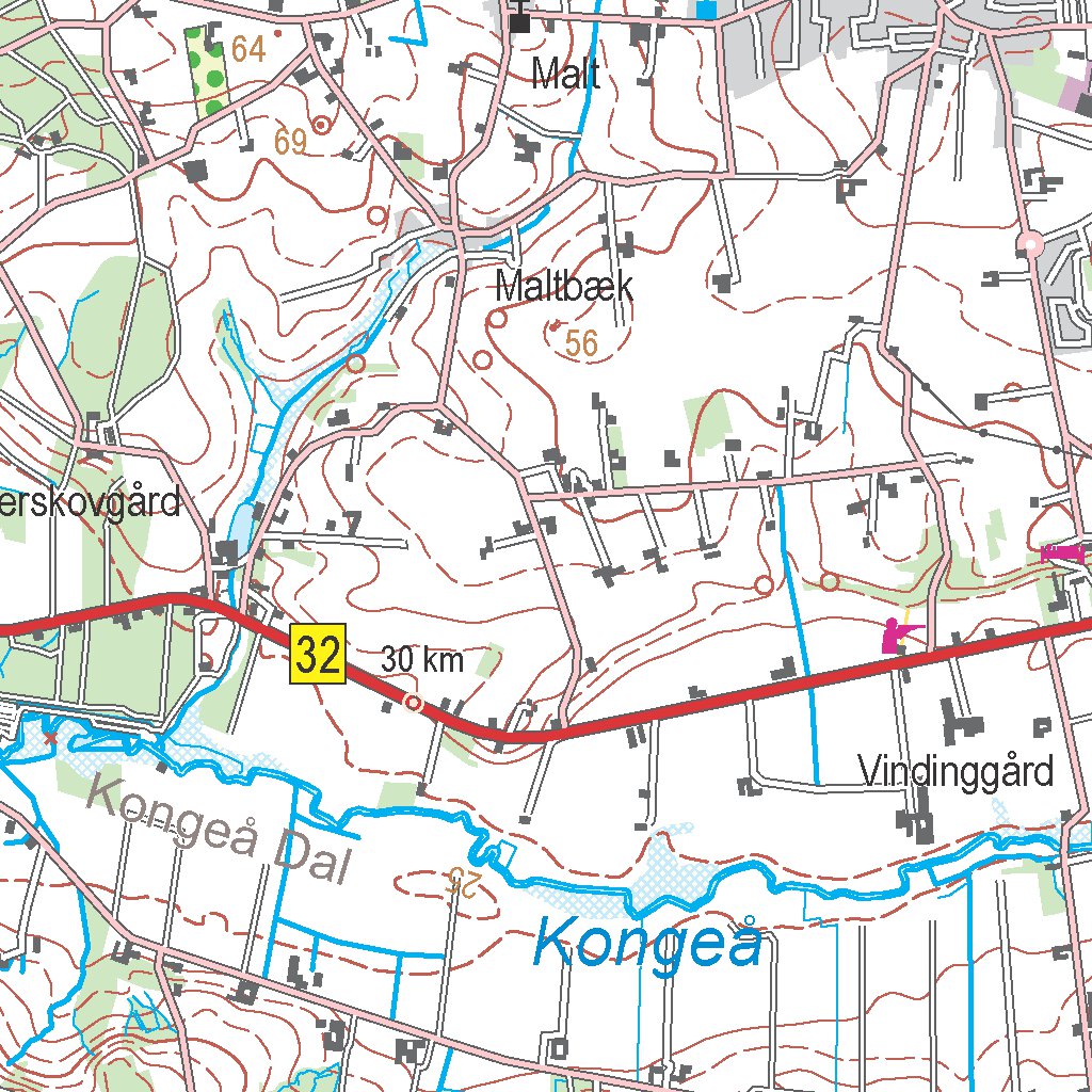 Rødding (1:100,000 scale) Map by Kortforsyningen | Avenza Maps