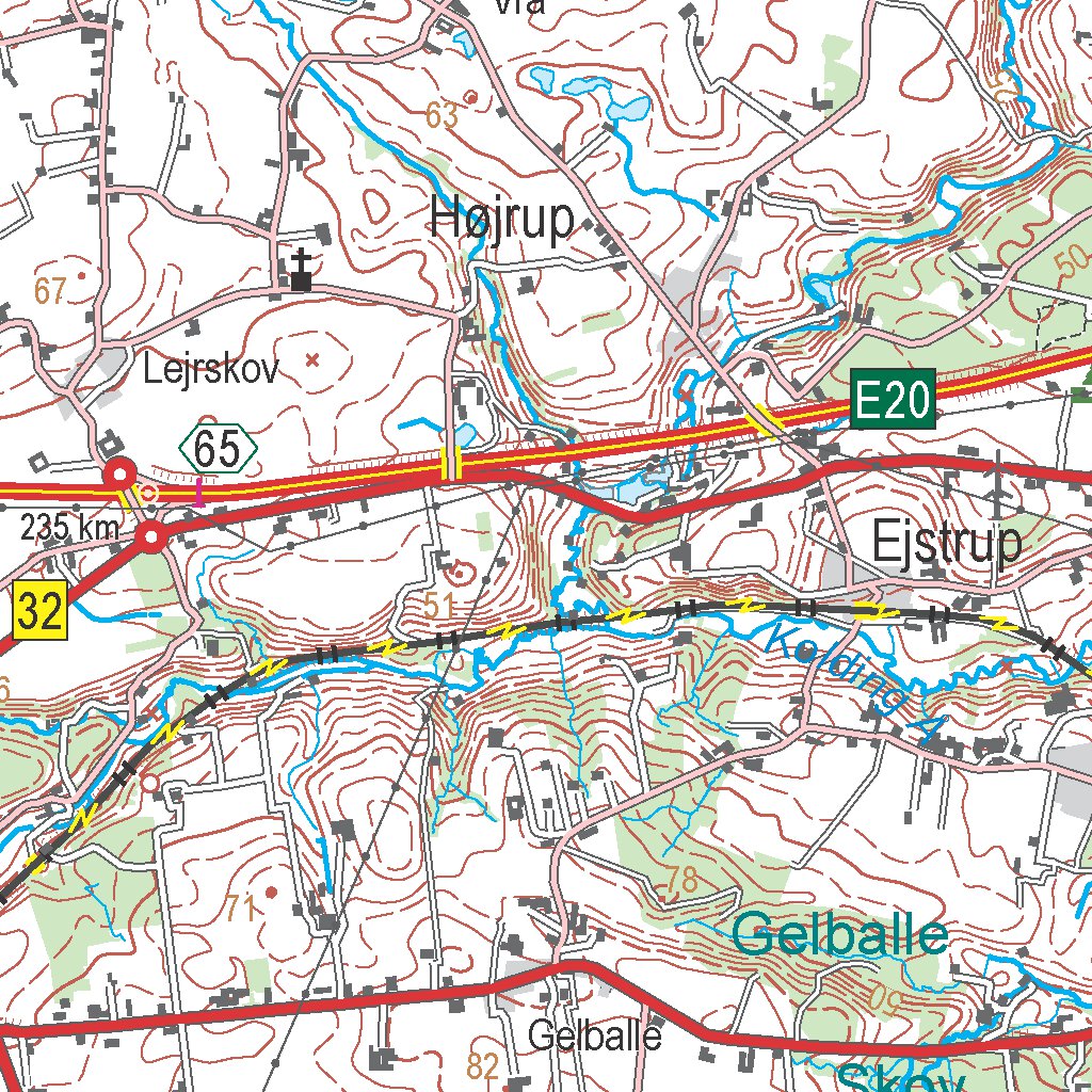 Rødding (1:100,000 scale) Map by Kortforsyningen | Avenza Maps