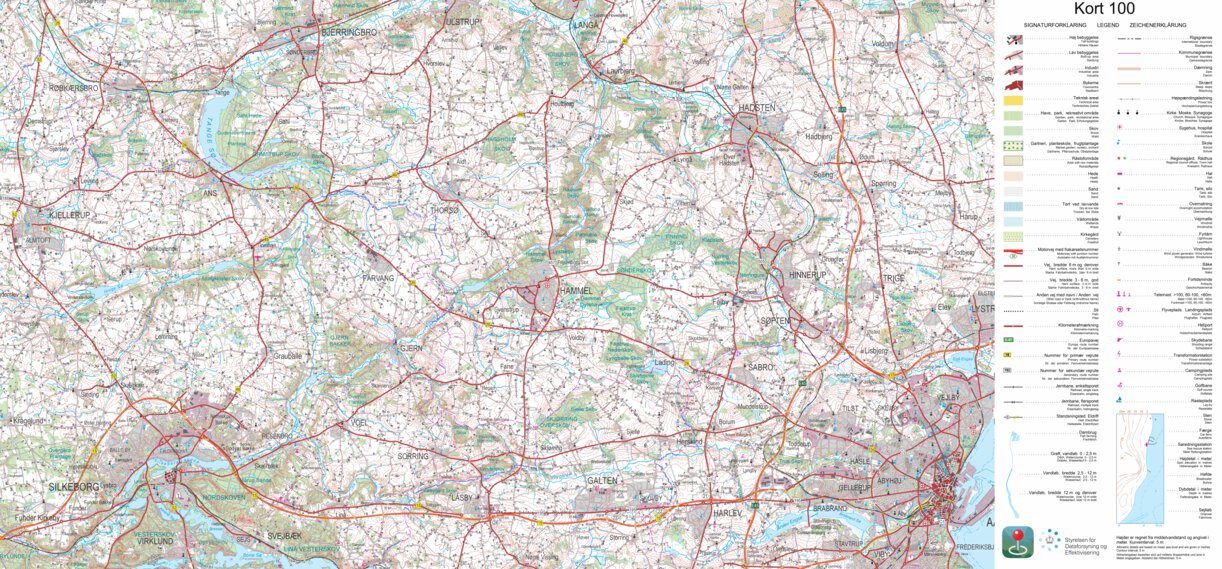 Silkeborg (1:100,000 scale) Map by Kortforsyningen | Avenza Maps