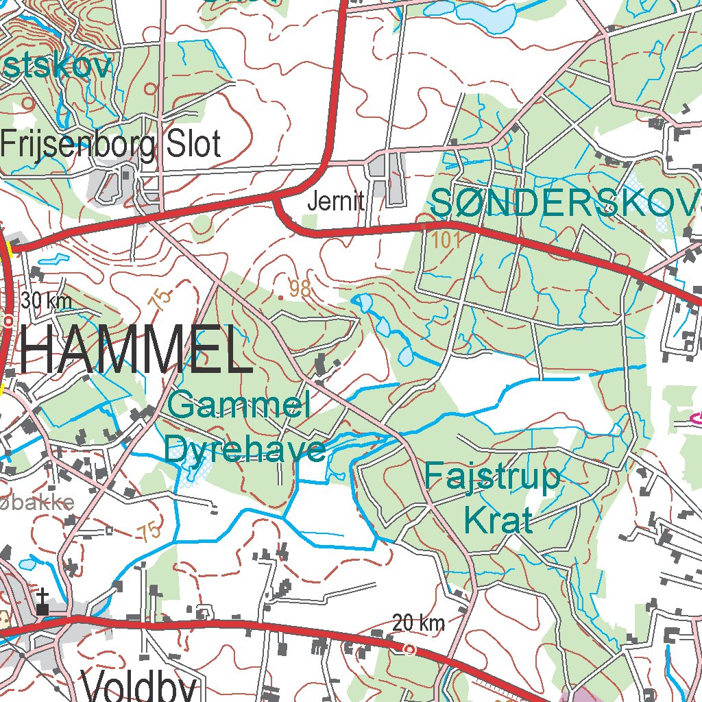 Silkeborg (1:100,000 scale) Map by Kortforsyningen | Avenza Maps