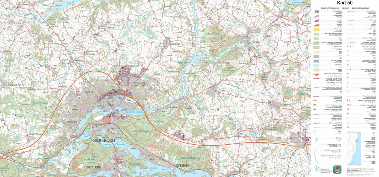 Silkeborg (1:50,000 scale) Map by Kortforsyningen | Avenza Maps