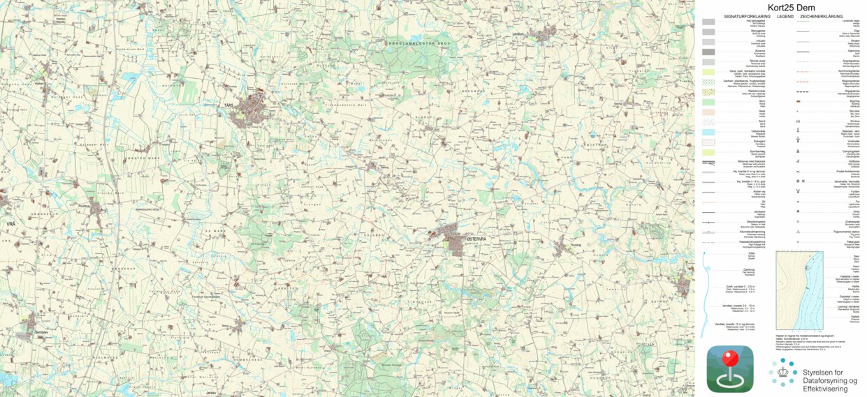 Tårs (1:25,000 scale) Map by Kortforsyningen | Avenza Maps