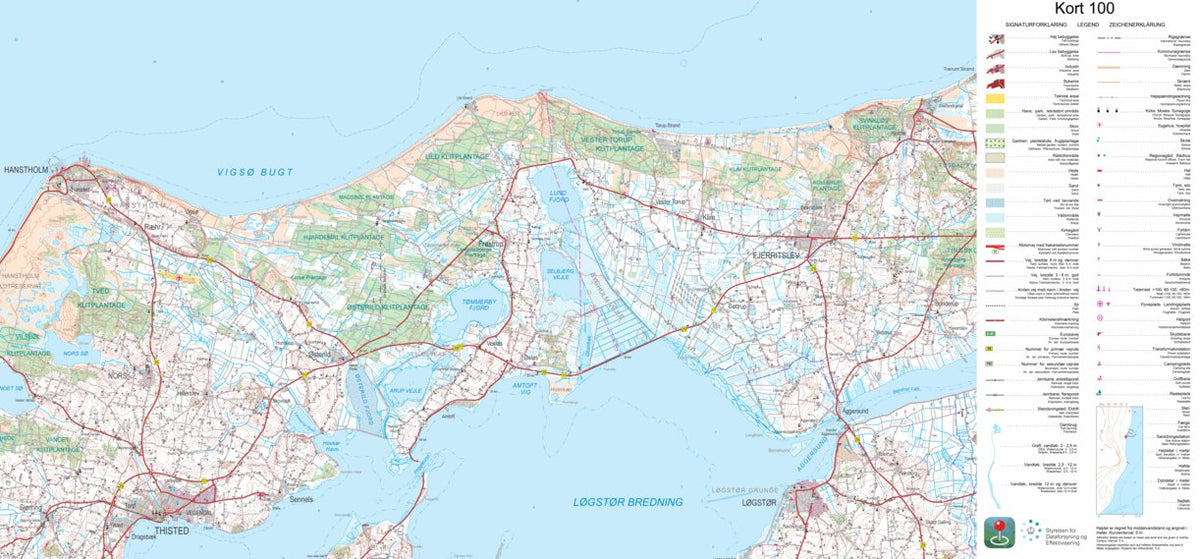 Thisted 1 (1:100,000 scale) Map by Kortforsyningen | Avenza Maps