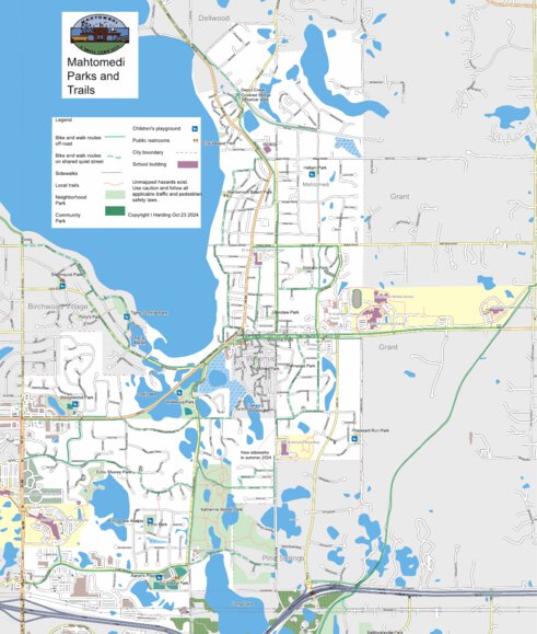 Mahtomedi area bike - walk -roll Map by Lake Links Trail Association ...