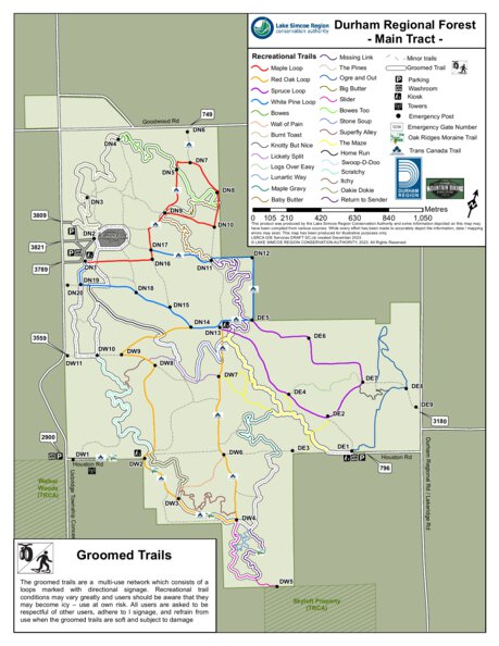 Groomed Trails Durham Regional Forest - Main Tract Map by Lake Simcoe ...