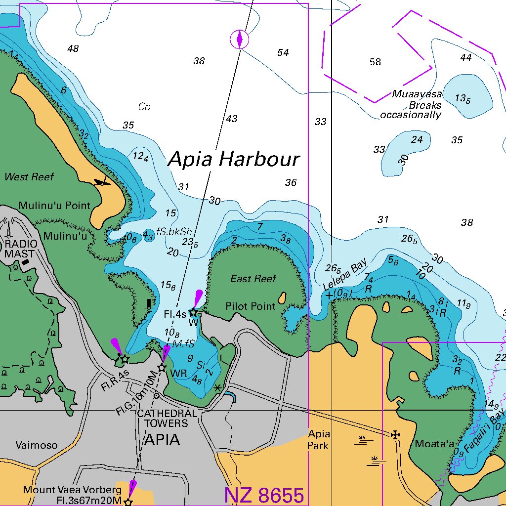 Approaches to Apia Map by Land Information New Zealand | Avenza Maps