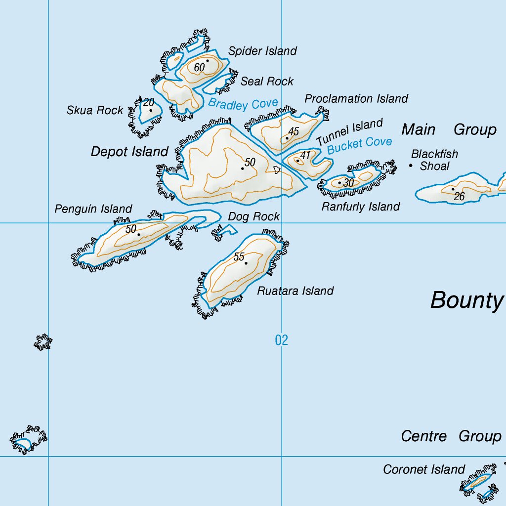 BI01 - Bounty Islands Map by Land Information New Zealand | Avenza Maps