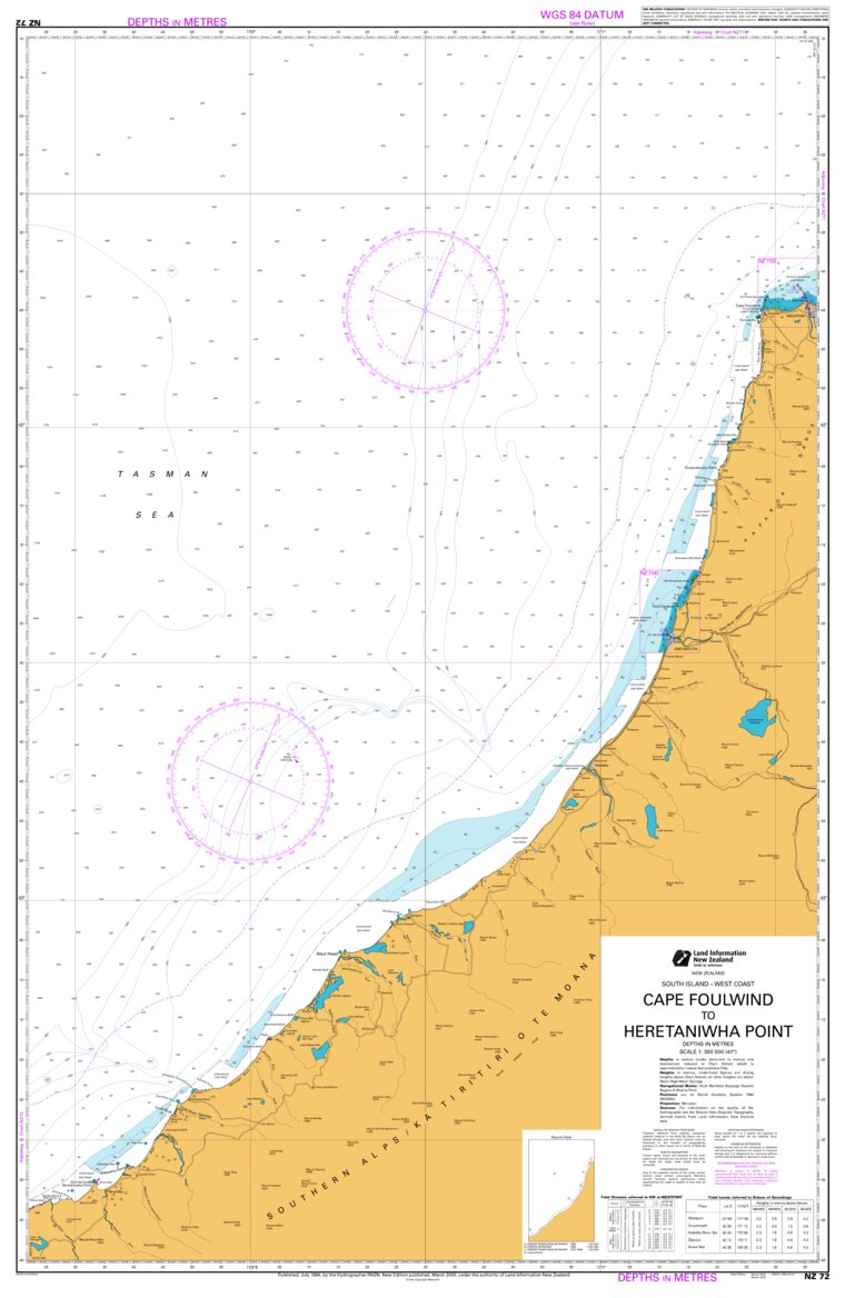 Cape Foulwind to Heretaniwha Point Map by Land Information New Zealand ...