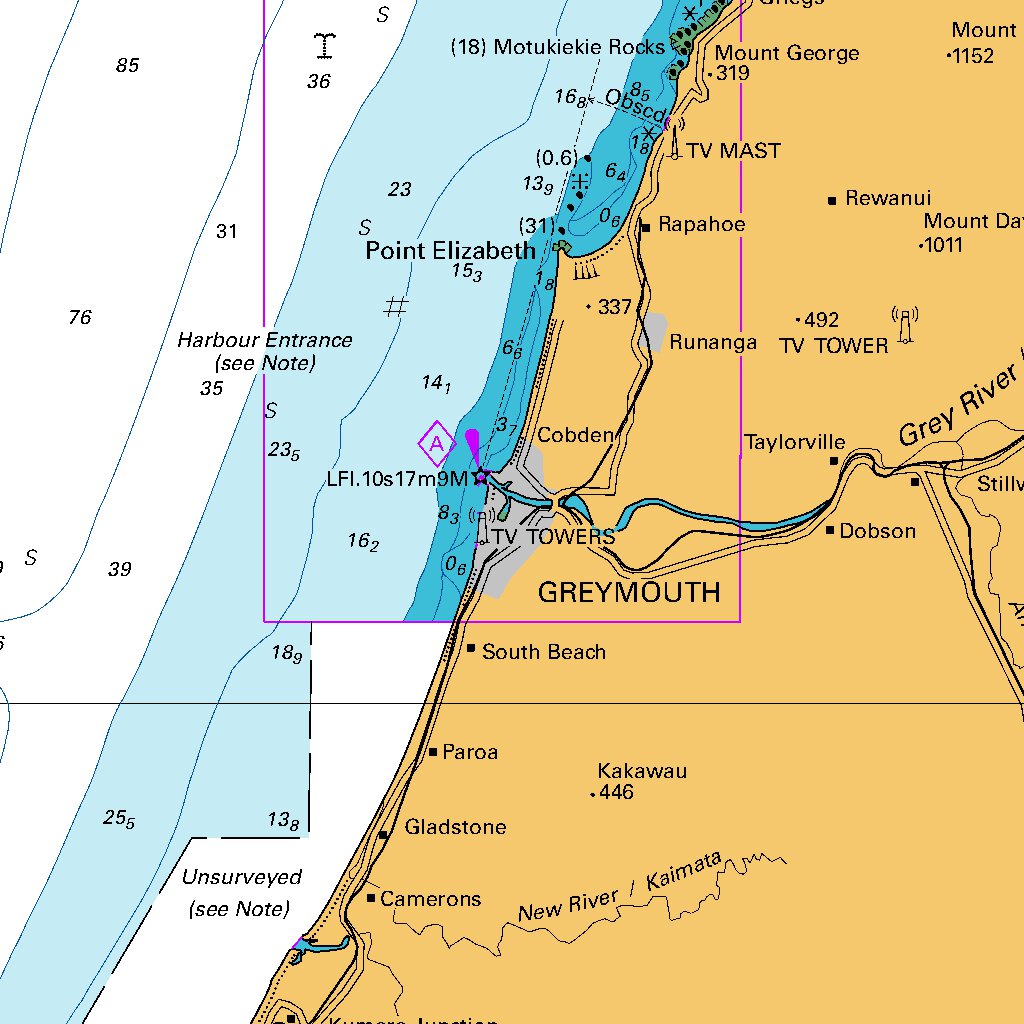Cape Foulwind to Heretaniwha Point Map by Land Information New Zealand ...
