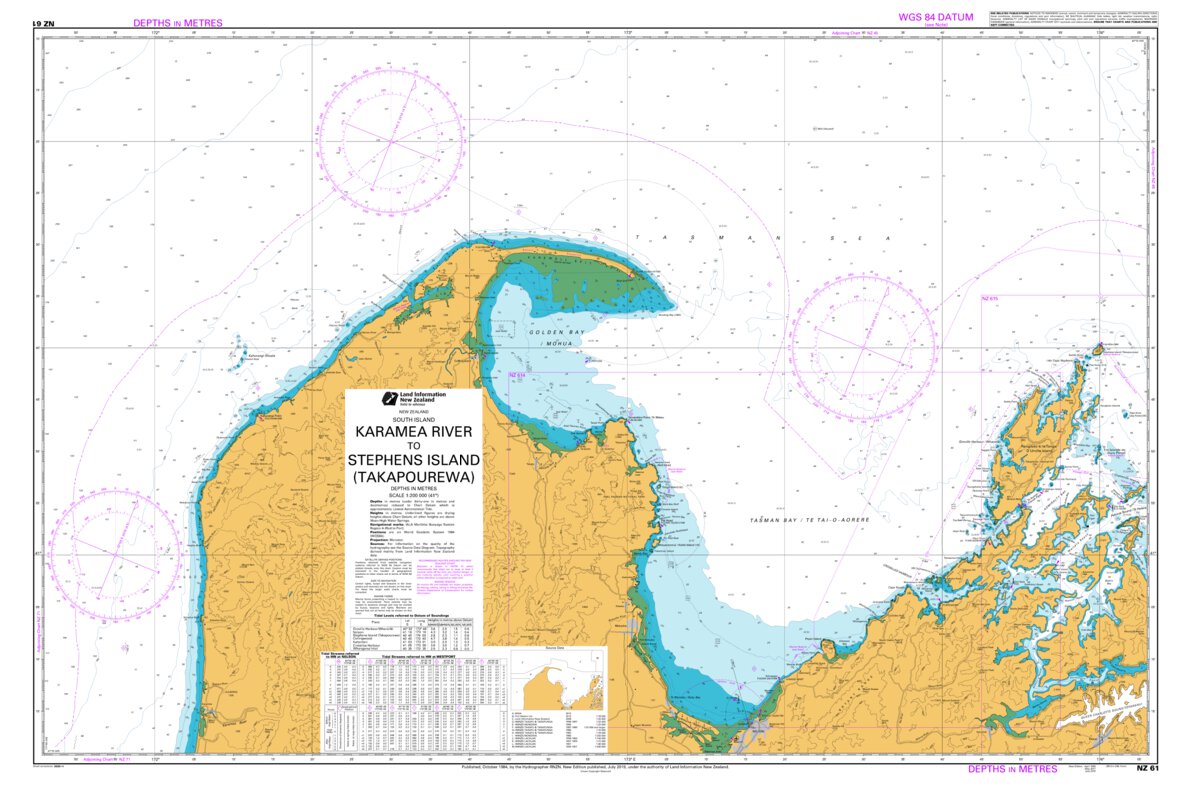 Karamea River to Stephens Island (Takapourewa) Map by Land Information ...