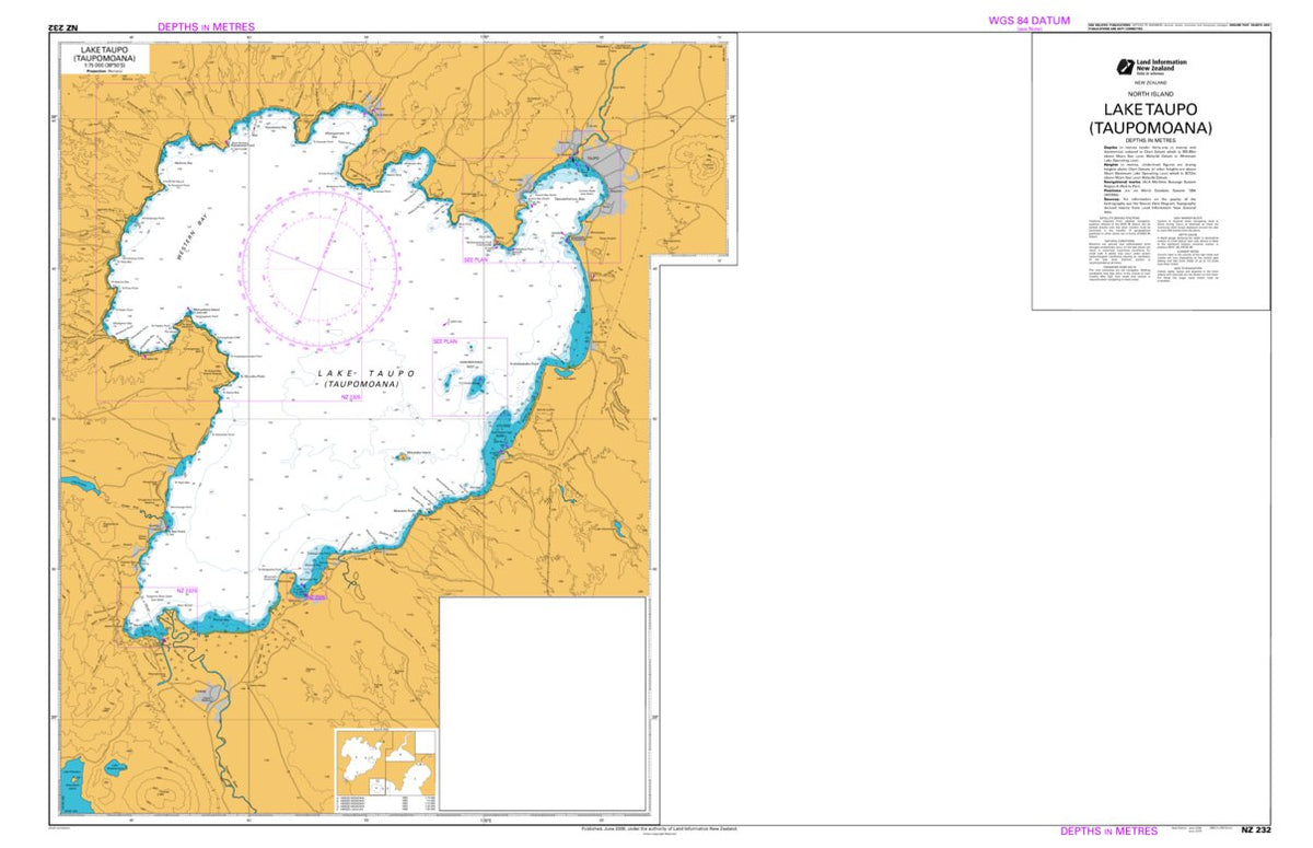 Lake Taupo (Taupomoana) Map by Land Information New Zealand | Avenza Maps