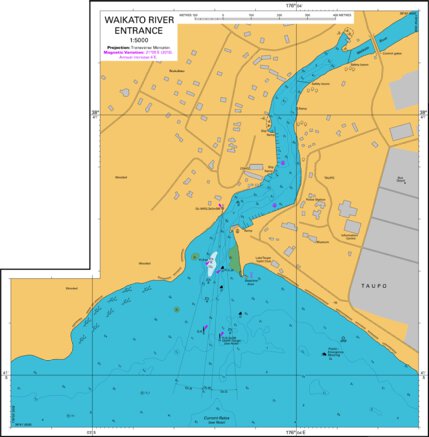 Waikato River Entrance Map by Land Information New Zealand | Avenza Maps