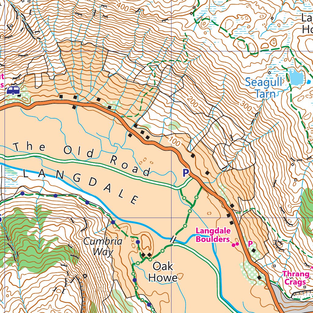 Great Langdale and surrounding fells Map by Laser Mountain Maps ...