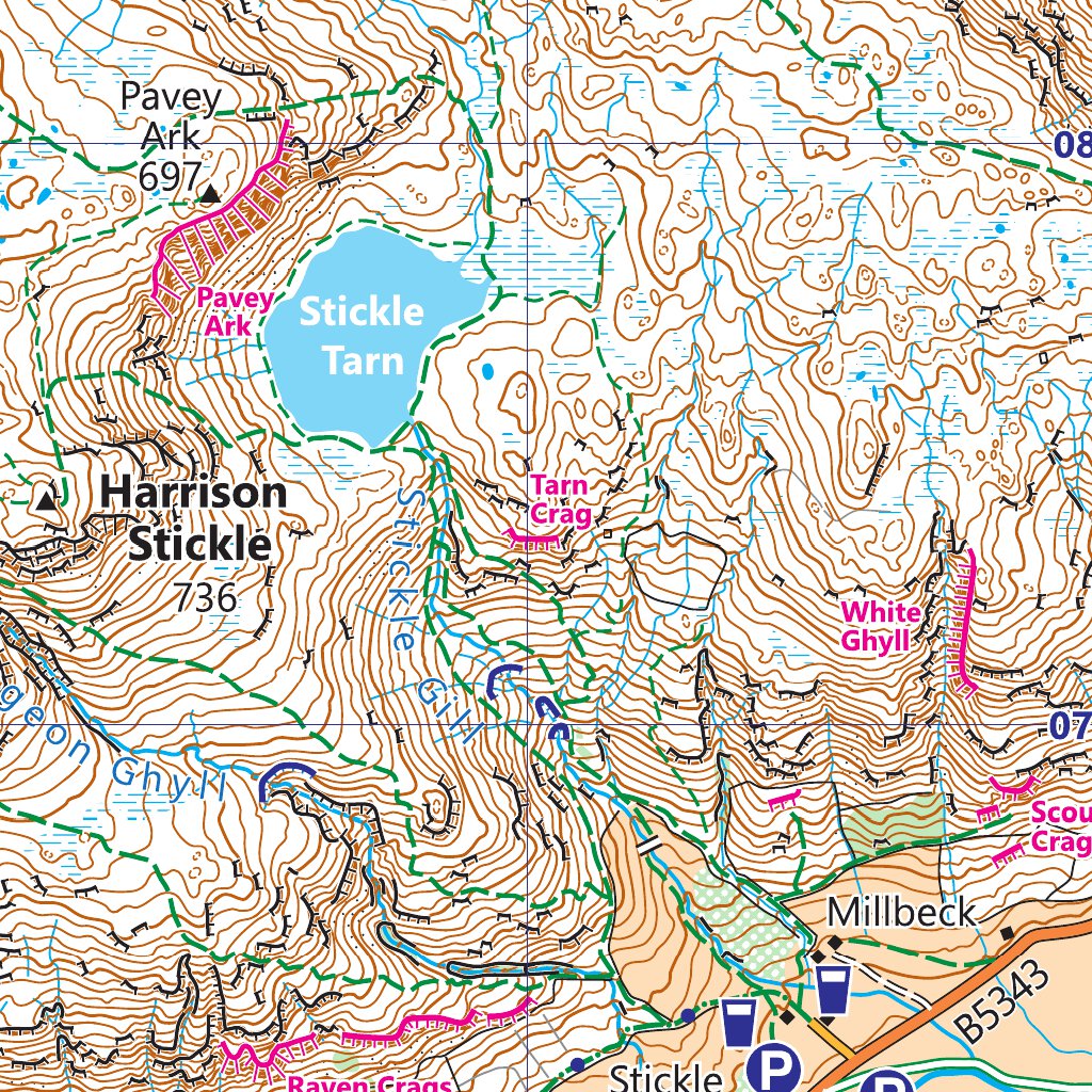 Great Langdale and surrounding fells Map by Laser Mountain Maps ...