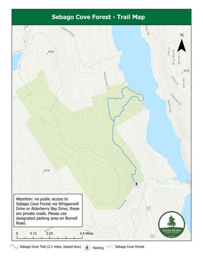 Sebago Cove Forest Trail Map by Loon Echo Land Trust | Avenza Maps