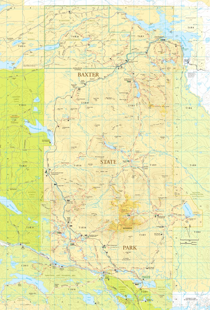 Katahdin Baxter State Park 2024 Map by Map Adventures LLC | Avenza Maps