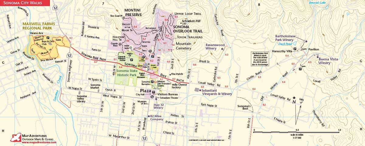 Sonoma City Walks Map by Map Adventures LLC | Avenza Maps