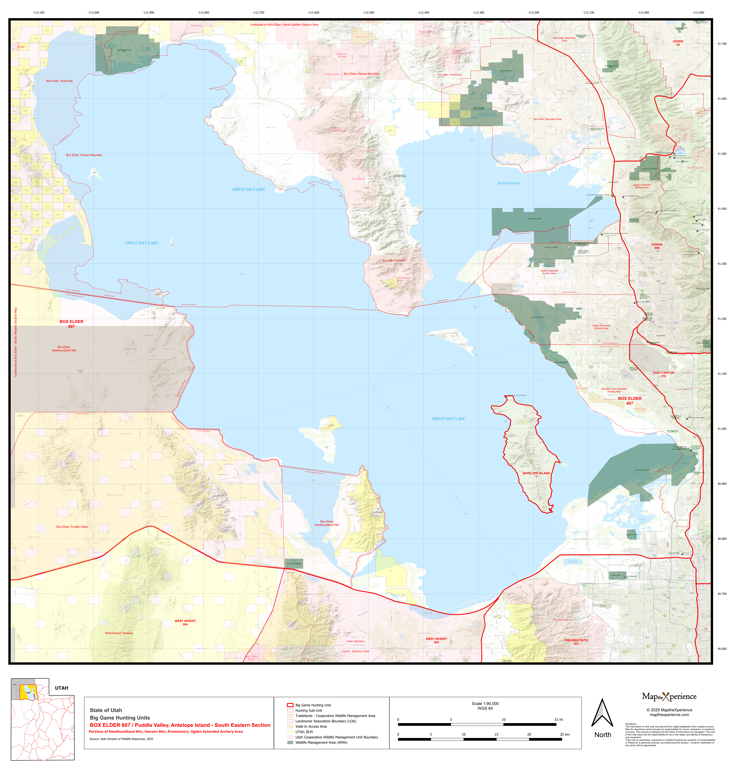 2025 Utah Hunt Map Box Elder / Antelope Island, South East by Map the ...