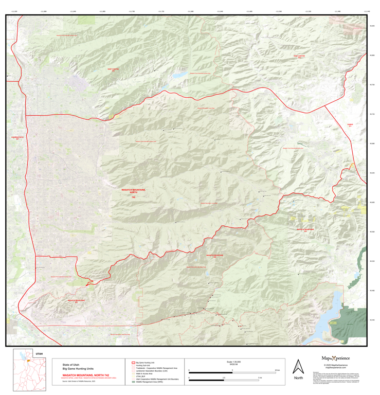2025 Utah Hunt Map - Wasatch Mountains Unit (North) by Map the ...