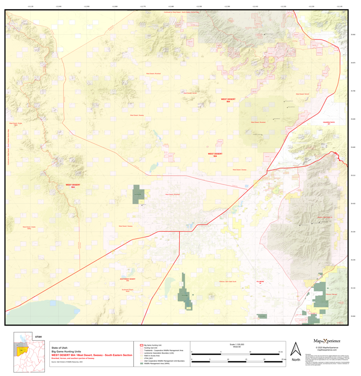 2025 Utah Hunt Map - West Desert Unit, South East by Map the Xperience ...