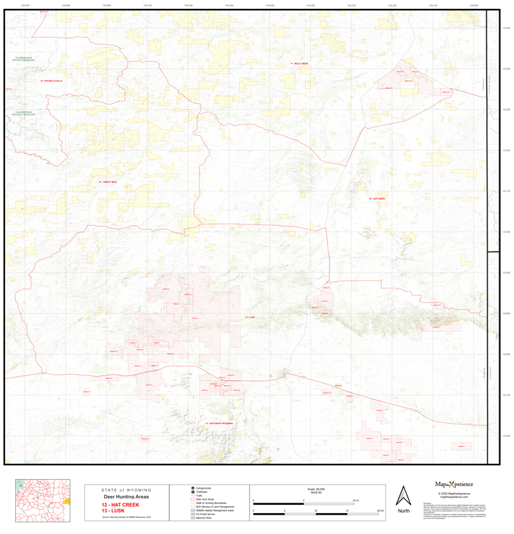 2025 Wyoming Deer Hunt Map – Deer Area 12 (Hat Creek) by Map the ...
