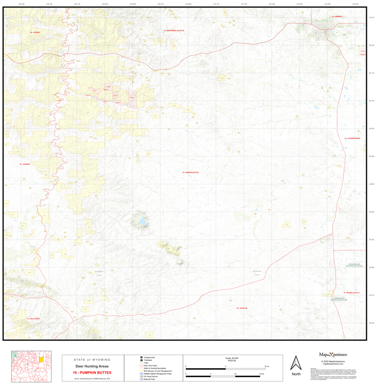 2025 Wyoming Deer Hunt Map – Deer Area 19 (Pumpkin Buttes) by Map the ...