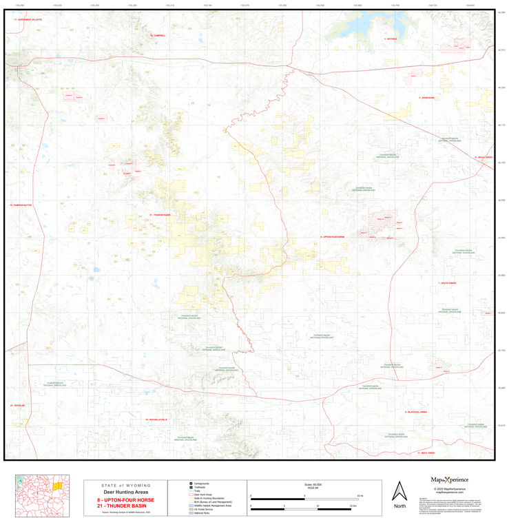 2025 Wyoming Deer Hunt Map – Deer Area 8 (Upton–Four Horse) by Map the ...