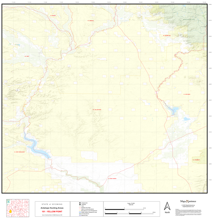 2025 Wyoming Hunt Map – Antelope Area 101 (Yellow Point) by Map the ...