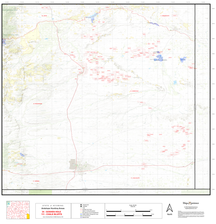 2025 Wyoming Hunt Map – Antelope Area 111 (Chalk Bluffs) by Map the ...