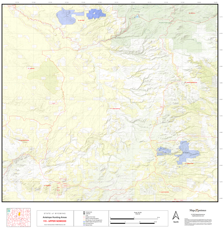 2025 Wyoming Hunt Map – Antelope Area 115 (Upper Nowood) by Map the ...