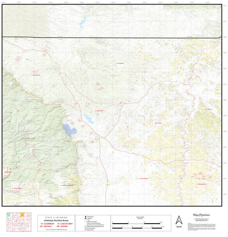 2025 Wyoming Hunt Map – Antelope Area 15 (Clearmont) by Map the ...