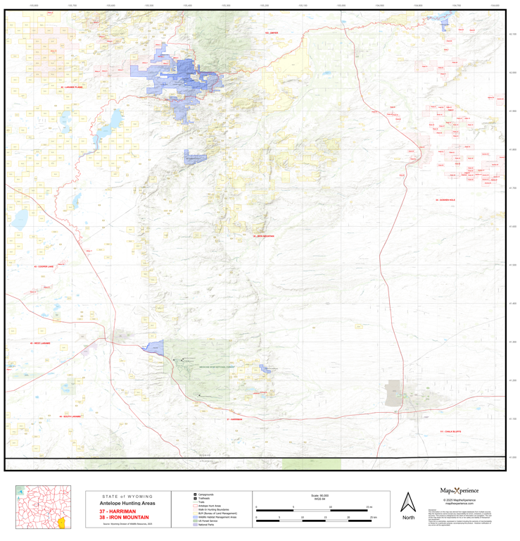 2025 Wyoming Hunt Map – Antelope Area 38 (Iron Mountain) by Map the ...