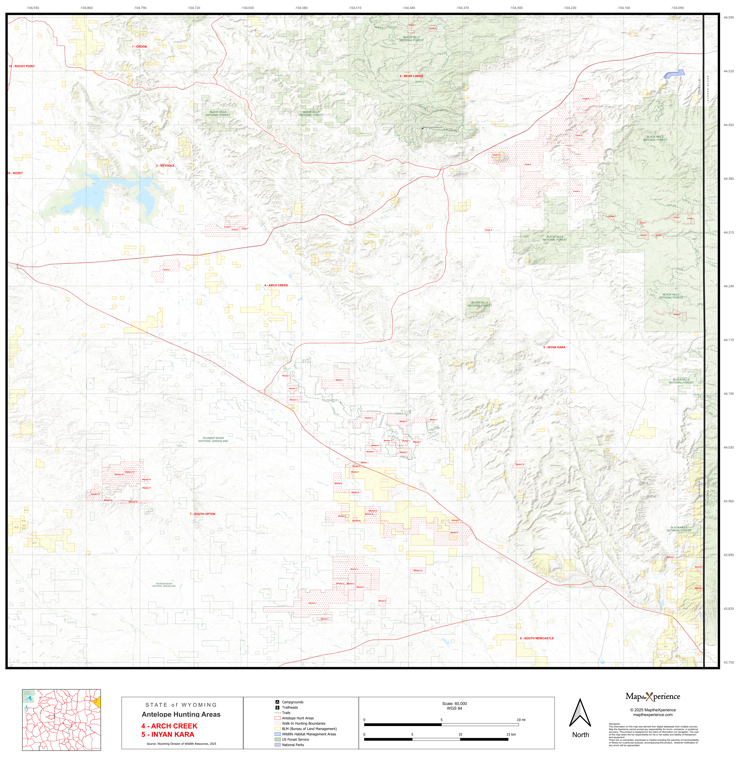 2025 Wyoming Hunt Map – Antelope Area 4 (Arch Creek) by Map the ...