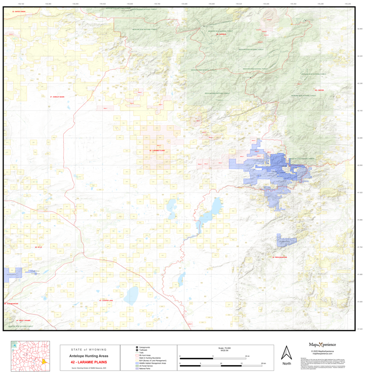 2025 Wyoming Hunt Map – Antelope Area 42 (Laramie Plains) by Map the ...