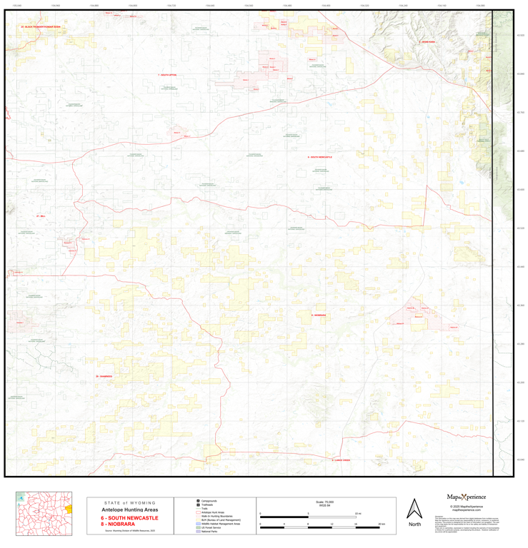 2025 Wyoming Hunt Map – Antelope Area 6 (South Newcastle) by Map the ...