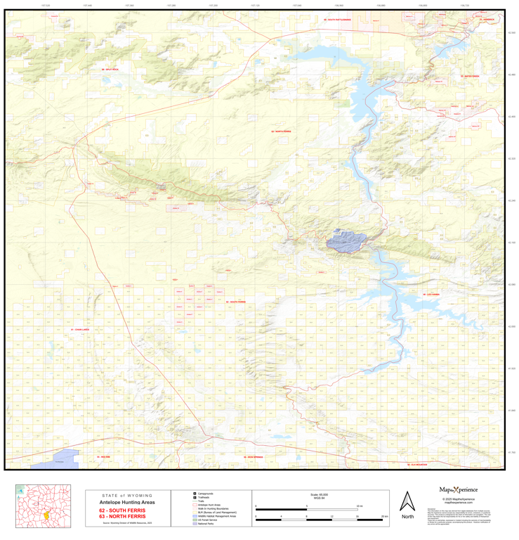 2025 Wyoming Hunt Map – Antelope Area 62 (South Ferris) by Map the ...