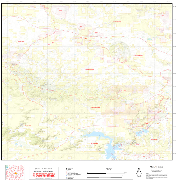 2025 Wyoming Hunt Map – Antelope Area 72 (West Poison Spider) by Map ...