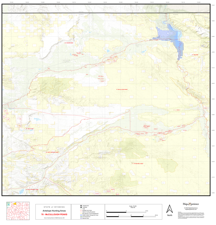 2025 Wyoming Hunt Map – Antelope Area 78 (McCullough Peaks) by Map the ...
