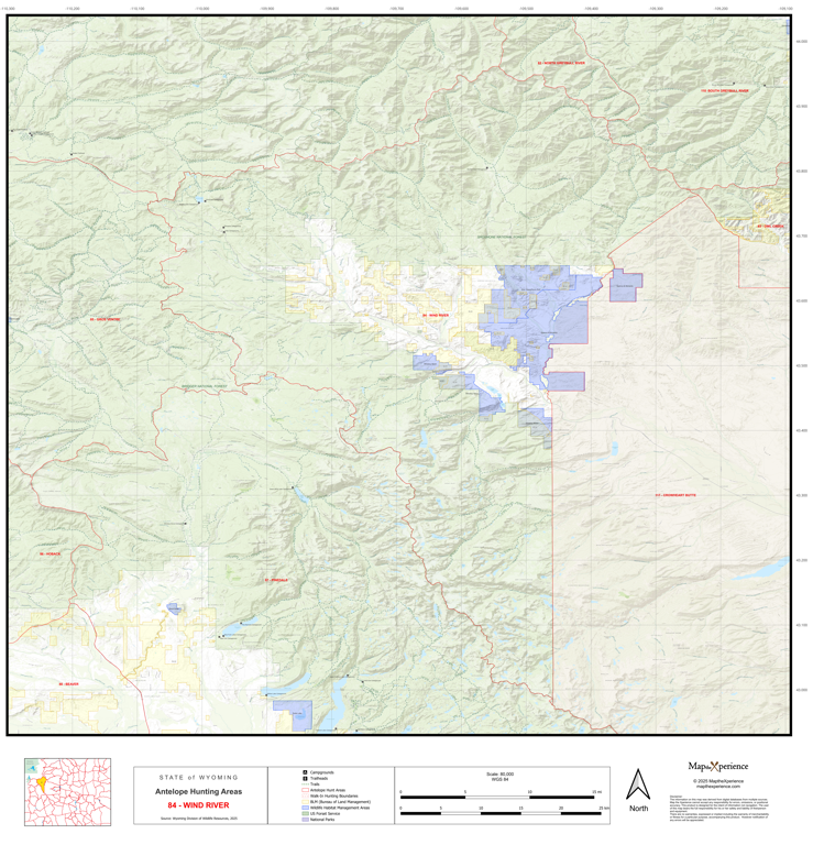 2025 Wyoming Hunt Map – Antelope Area 84 (Wind River) by Map the ...