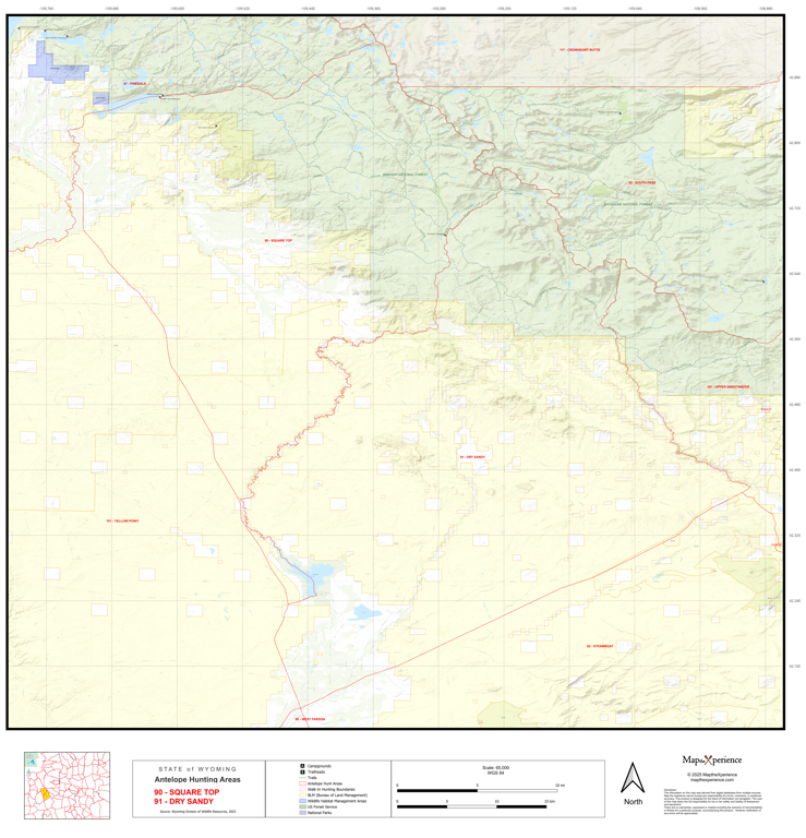 2025 Wyoming Hunt Map – Antelope Area 90 (Square Top) by Map the ...