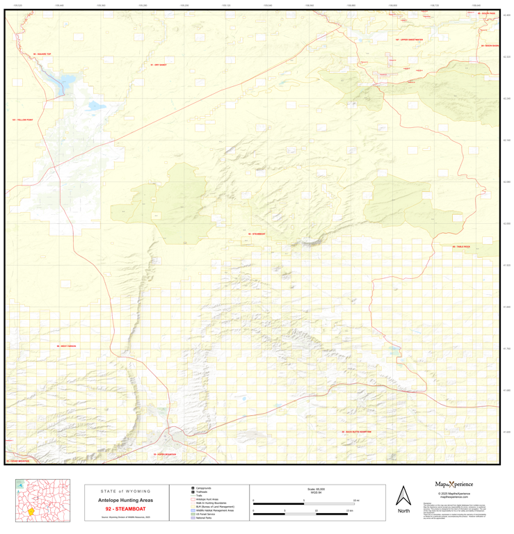 2025 Wyoming Hunt Map – Antelope Area 92 (Steamboat) by Map the ...