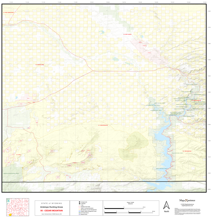 2025 Wyoming Hunt Map – Antelope Area 95 (Cedar Mountain) by Map the ...